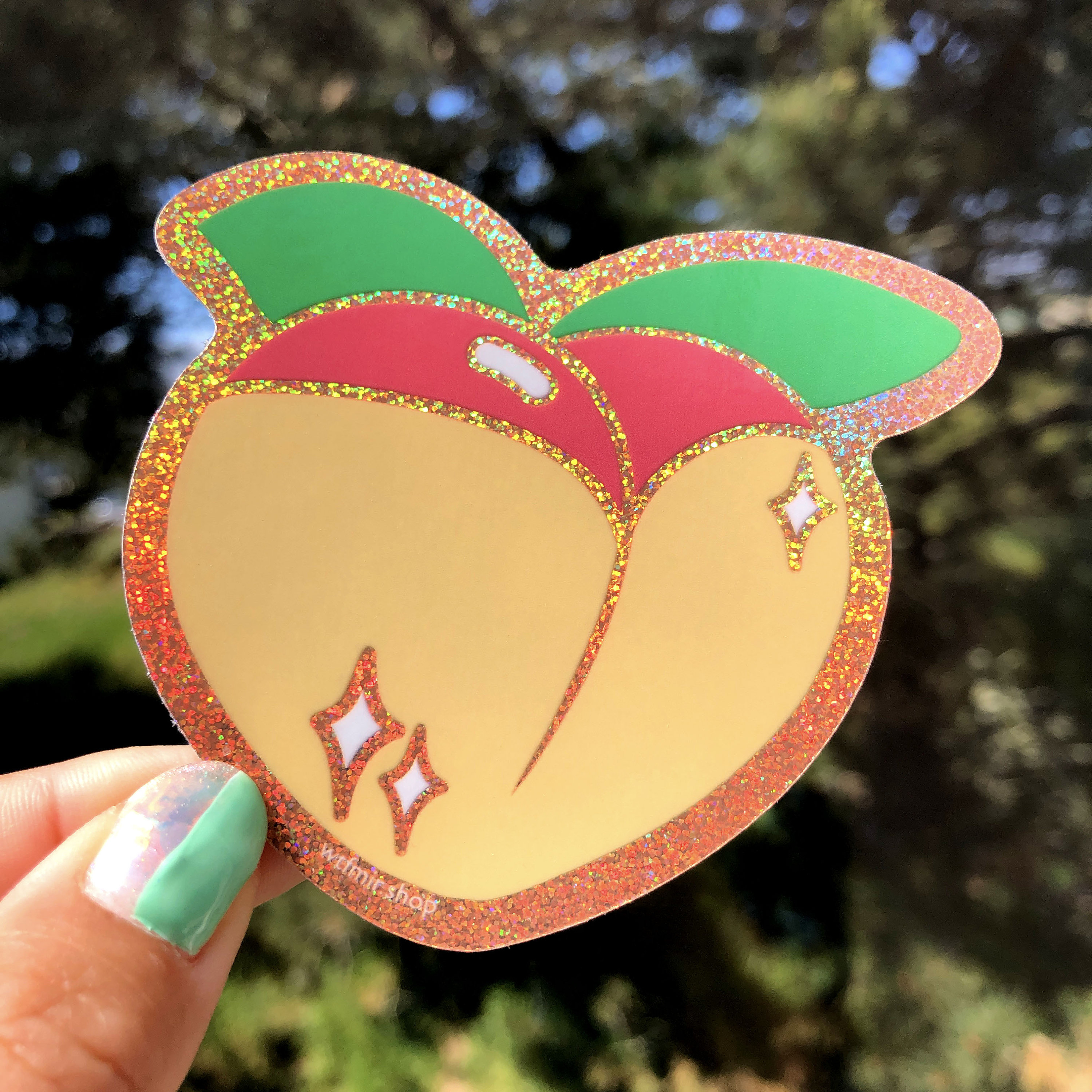 Holographic Peach Vinyl Sticker - Etsy UK