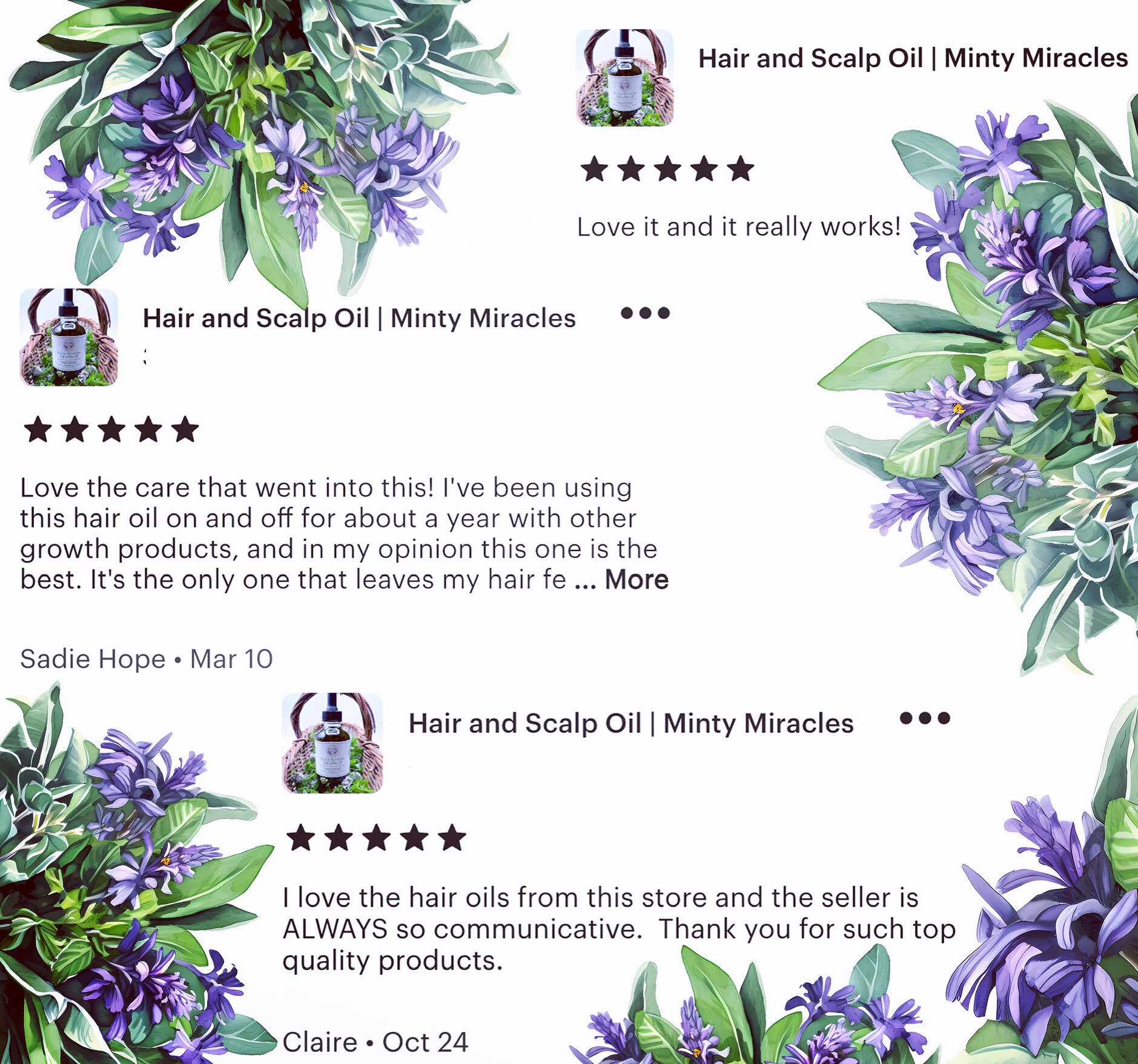 Pure Natural Hair and Scalp Oil Treatment Infused in Mint Comfrey ...