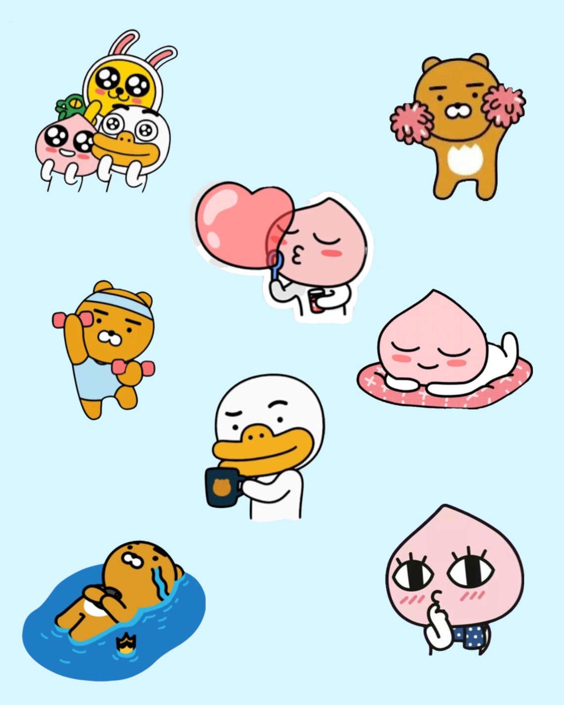 Kakao Friends Cute Digital Goodnotes Stickers | Kakao Friends Cartoon ...