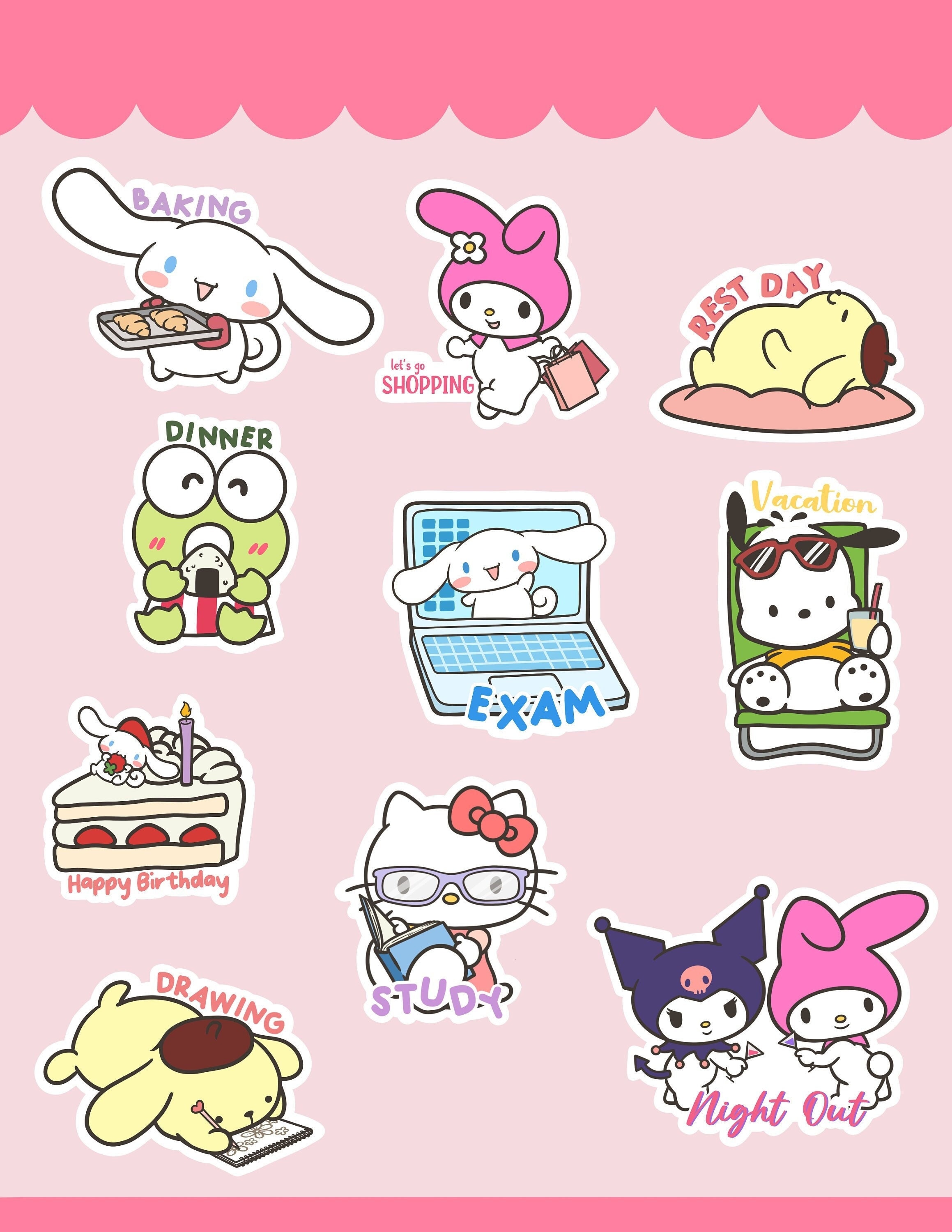 Cartoon Stickers, Everyday Life Digital Stickers, Daily Planner ...