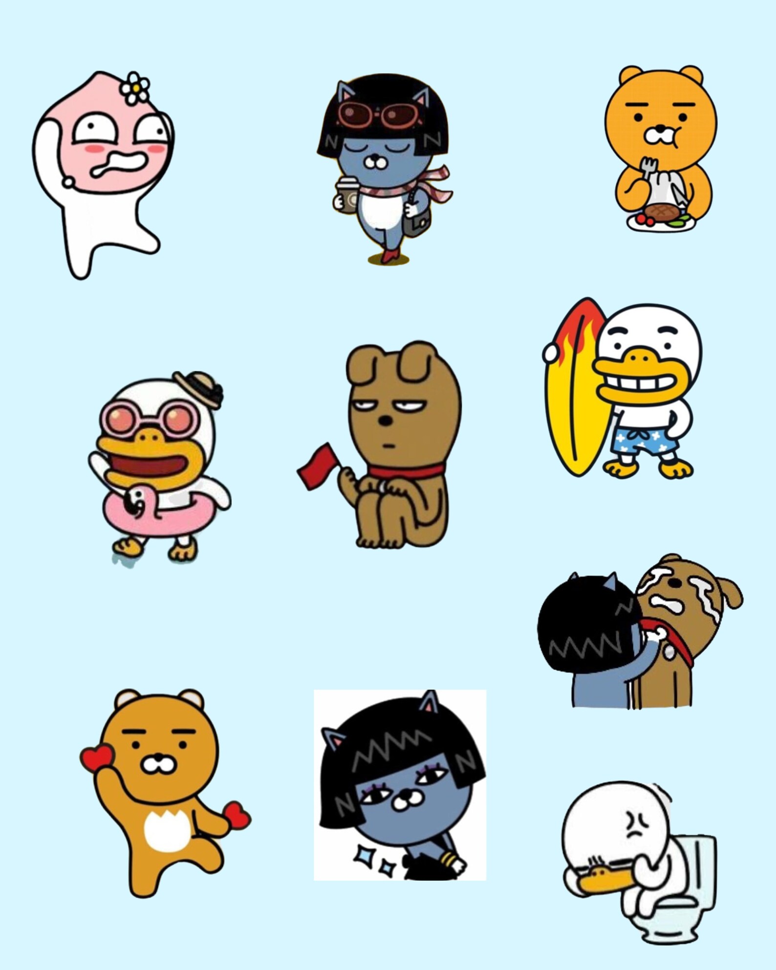 Kakao Friends Cute Digital Goodnotes Stickers | Kakao Friends Cartoon ...