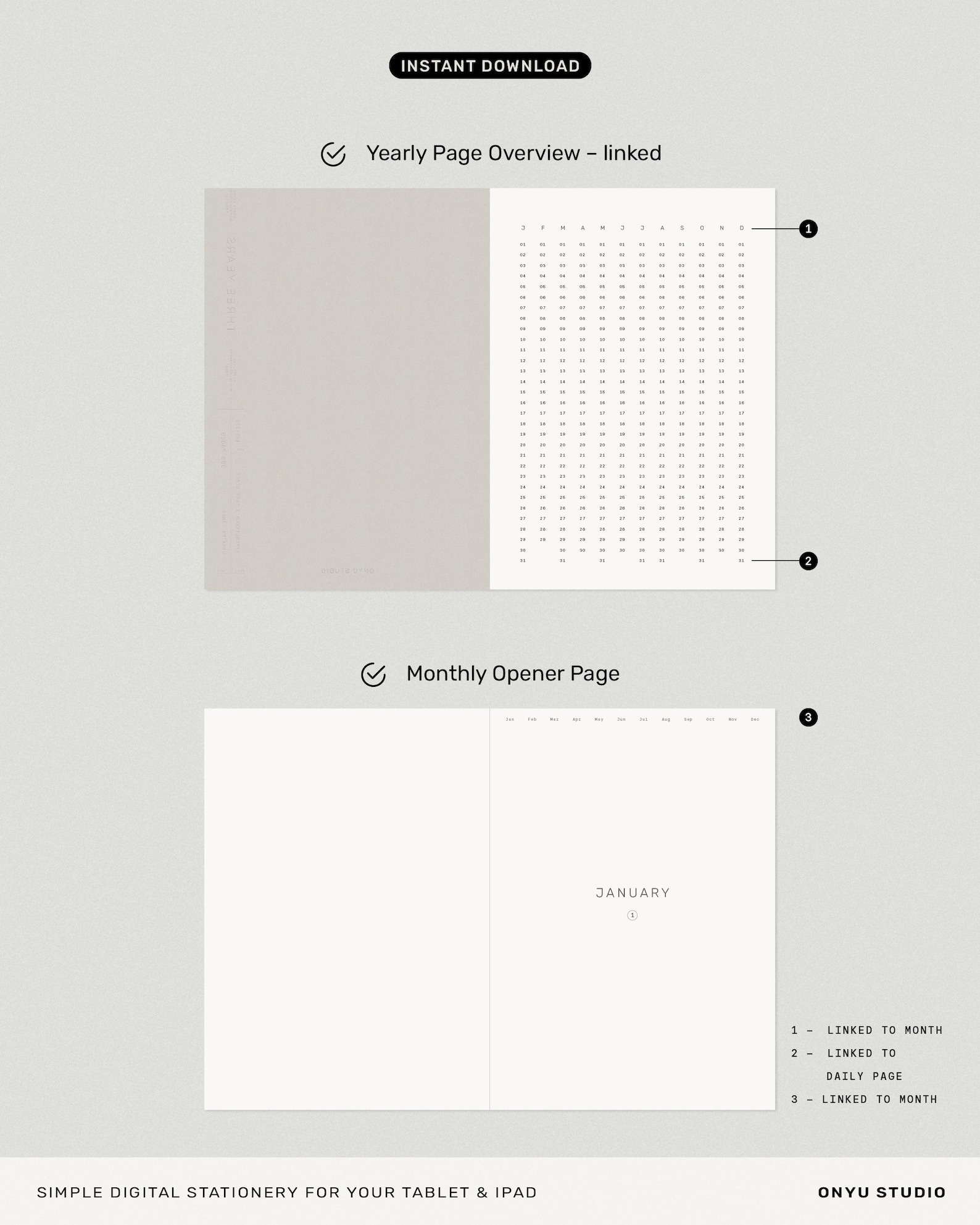 3 Year Digital Diary, Goodnotes Digital Planner, iPad Planner, Onenote ...