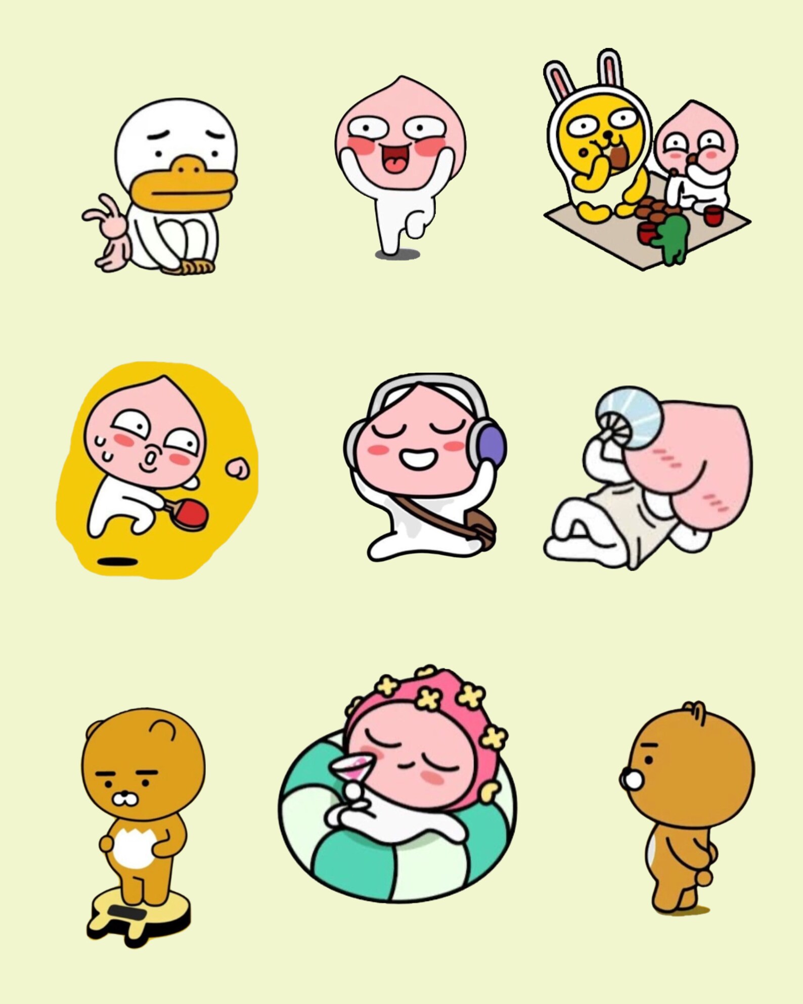 Kakao Friends Cute Digital Goodnotes Stickers | Kakao Friends Cartoon ...