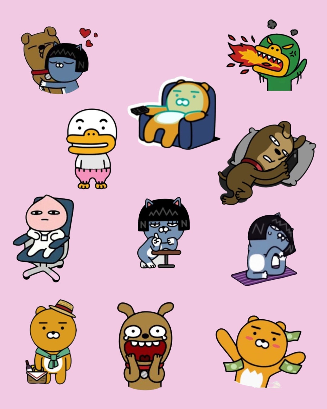 Kakao Friends Cute Digital Goodnotes Stickers | Kakao Friends Cartoon ...