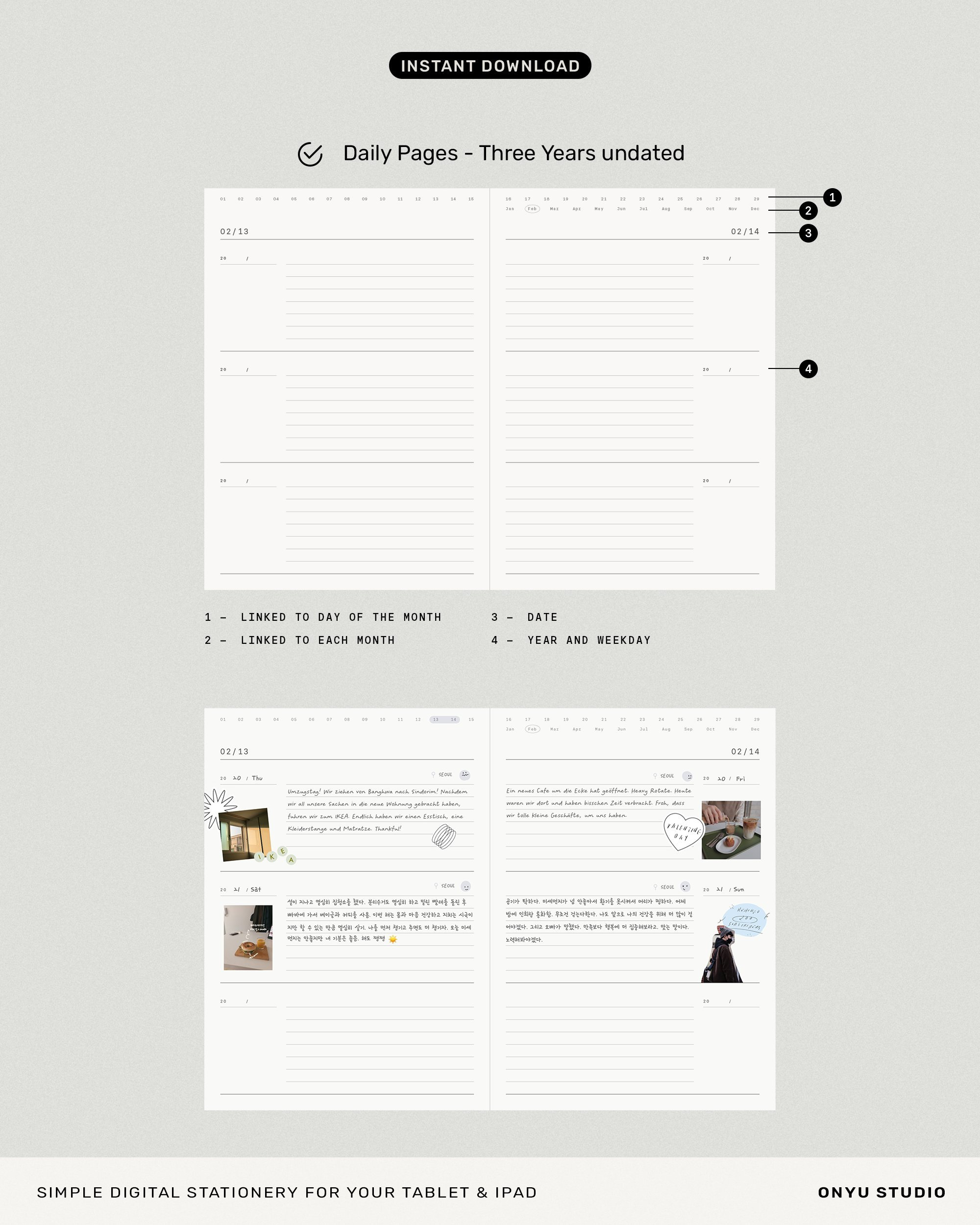 3 Year Digital Diary, Goodnotes Digital Planner, iPad Planner, Onenote ...