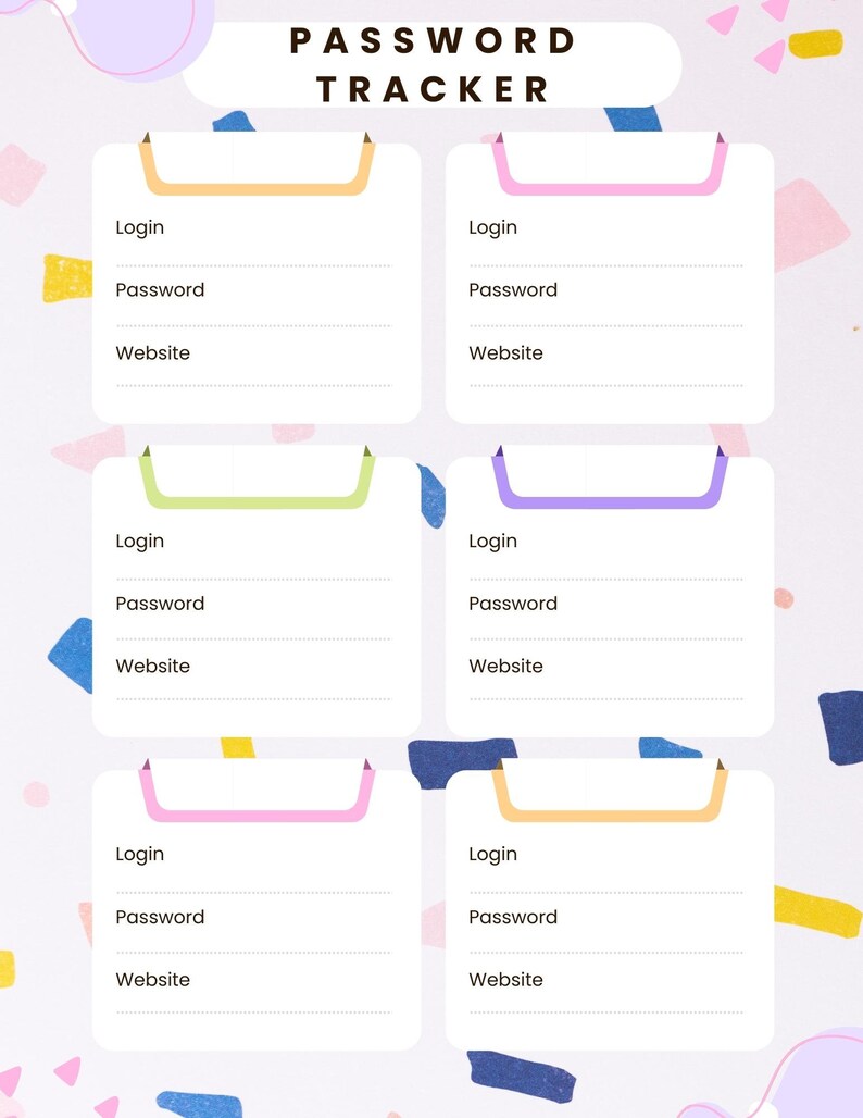 Printable Password Tracker Log Password Organizer Password List Keeper ...