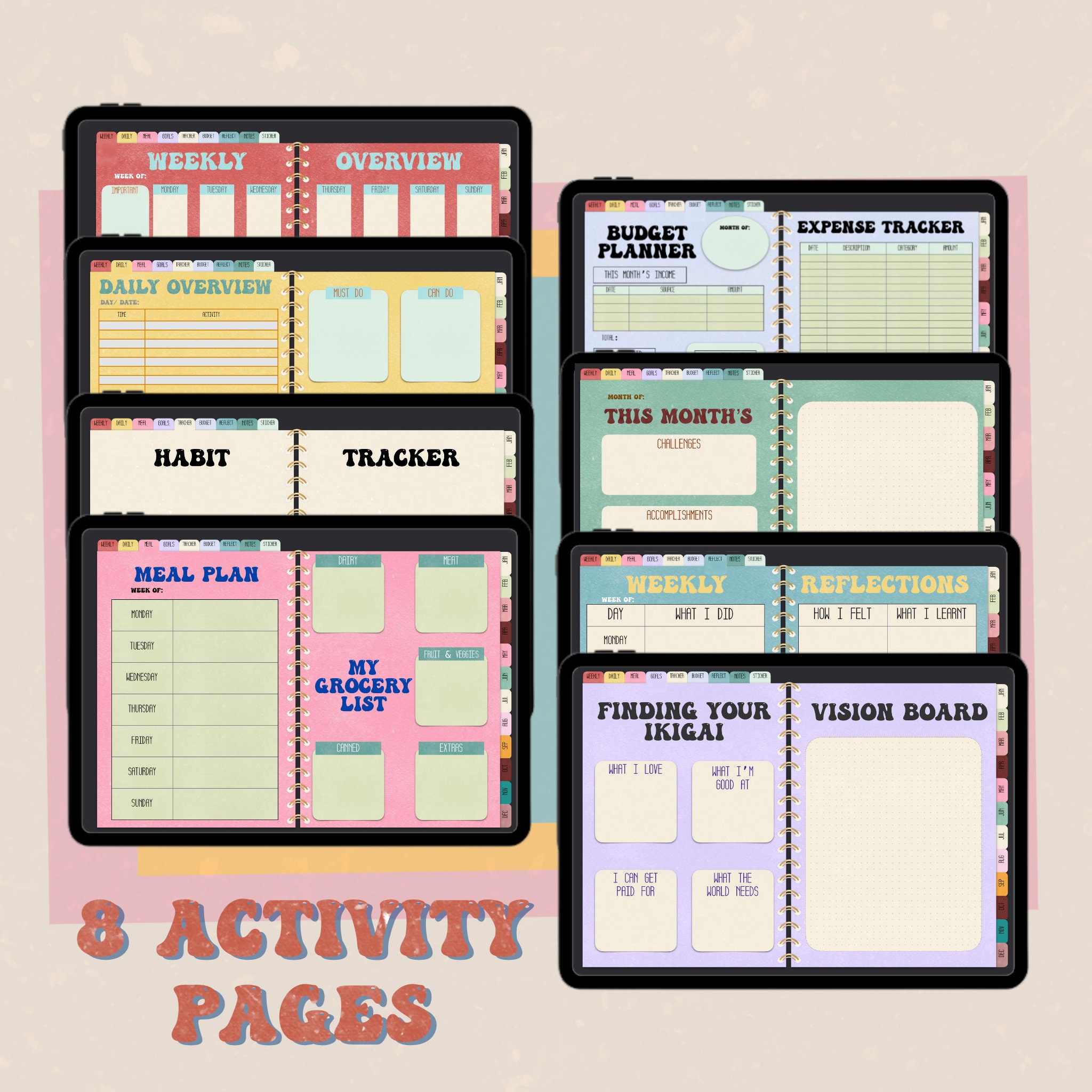Retro Digital Planner Goodnotes Planner iPad Planner Retro - Etsy