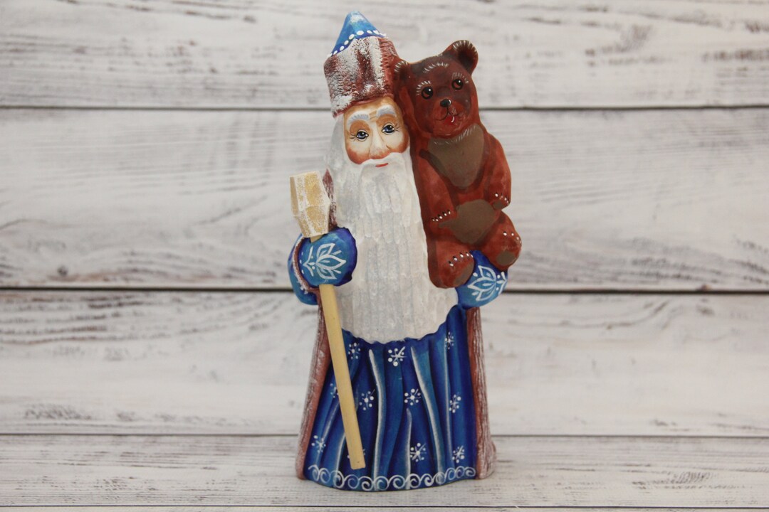 Wooden Carved Santa 7.87 Father Frost Ukrainian Santa Hand Carved Hand ...