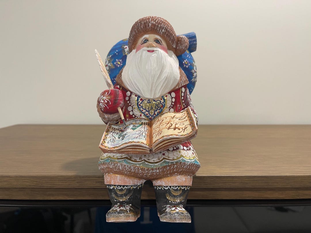 Big Size Cute Design Made in Ukraine Wooden Hand Carved Santa 9.45 ...