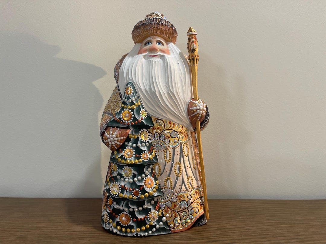 Ukrainian Hand Carved Wooden Santa Claus, Hand Painted Christmas Decor ...
