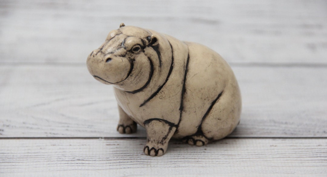 Ceramic Figurine Hippo 2.36 Collectable Ceramic Sculpture One of Kind ...