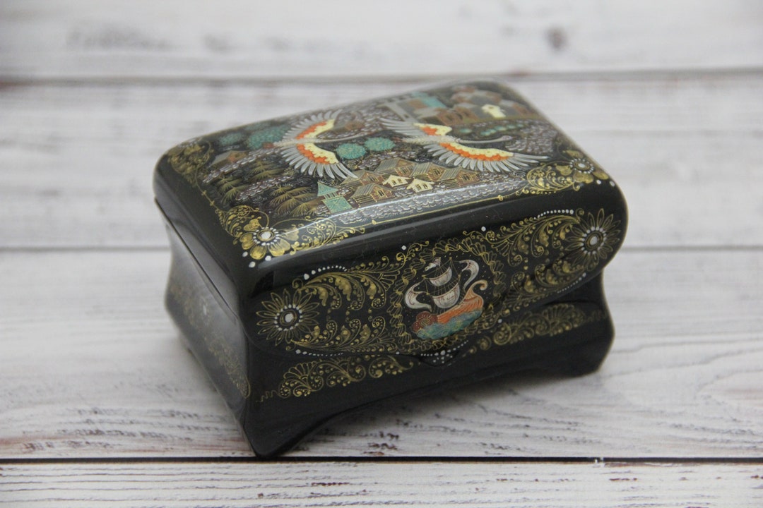 Ukrainian Lacquer Miniature Box,kholuy Art Painting School, "the Swans ...