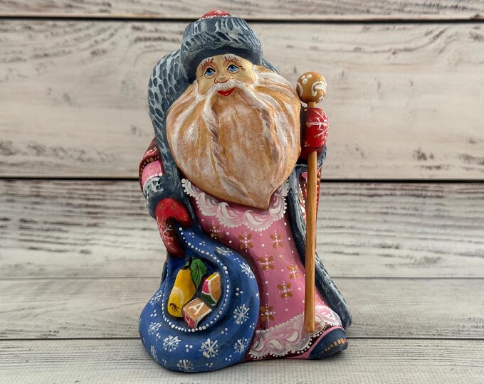 Ukrainian Santa 5.9", Father Frost, Wooden Santa, Hand Carved Santa ...