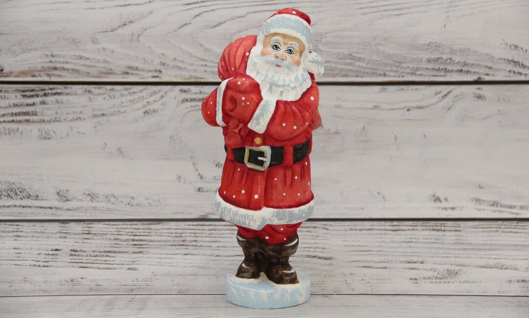 MADE in UKRAINE Wooden Carved Santa 7.08" Father Frost Ukrainian Santa ...