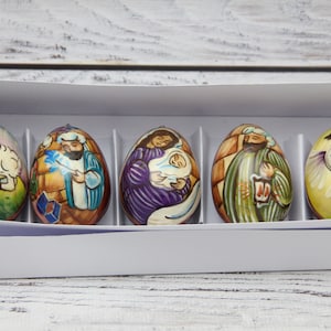 Hand Painted Ukrainian Nativity Wooden Christmas Ornaments (set of 5 ...