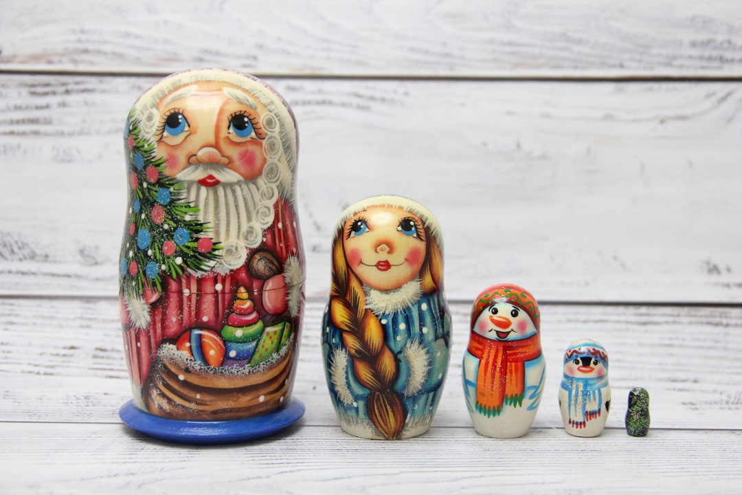 MADE in Ukraine Santa Wooden Nesting Doll 4.92" or 12.5 Cm Hand Painted ...