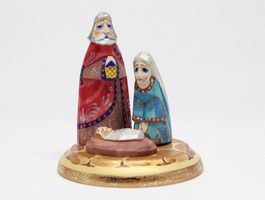 Ukrainian Wooden Carved Nativity Scene 3.93", Christmas, Hand Carved ...