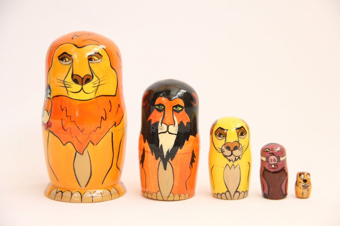 Lion King Nesting Doll, Hand-painted Wooden Toy, 5 Piece Set - Etsy