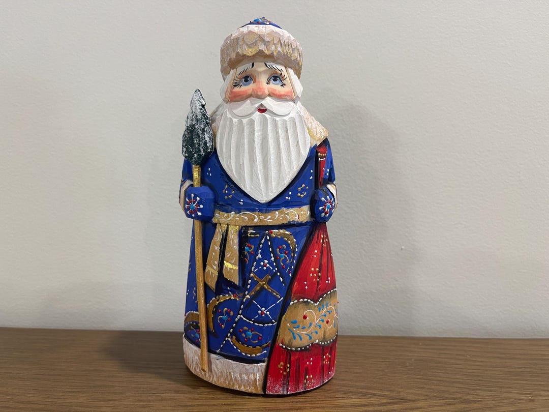 Hand Carved Ukrainian Santa, Painted Linden Wood Christmas Decor (6.69 ...
