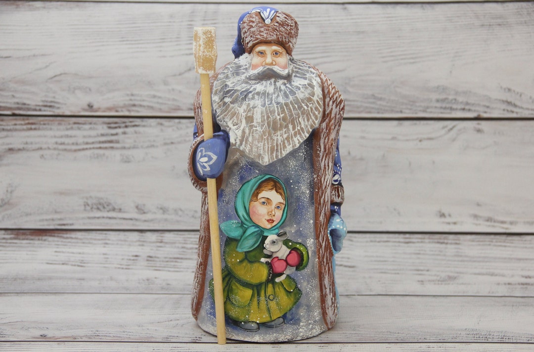 Ukrainian Hand Carved Santa 9.05, Father Frost, Wooden Santa, Hand ...
