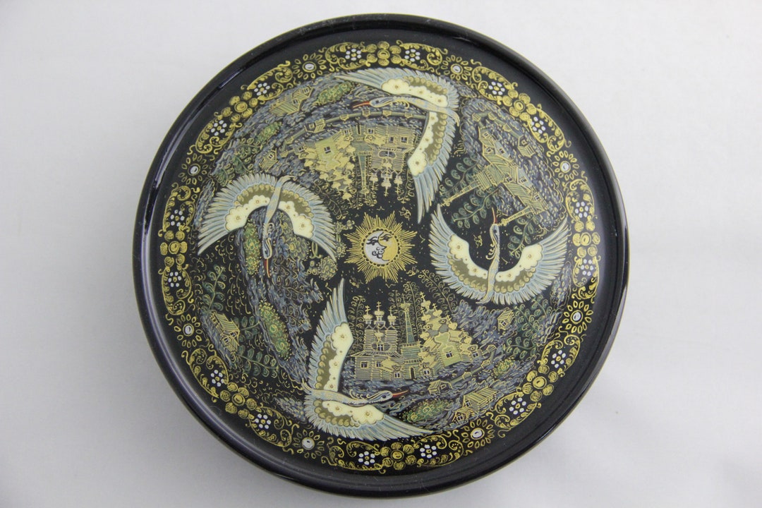 Ukrainian Lacquer Miniature Box, Kholuy Art Painting School, "the Swans ...
