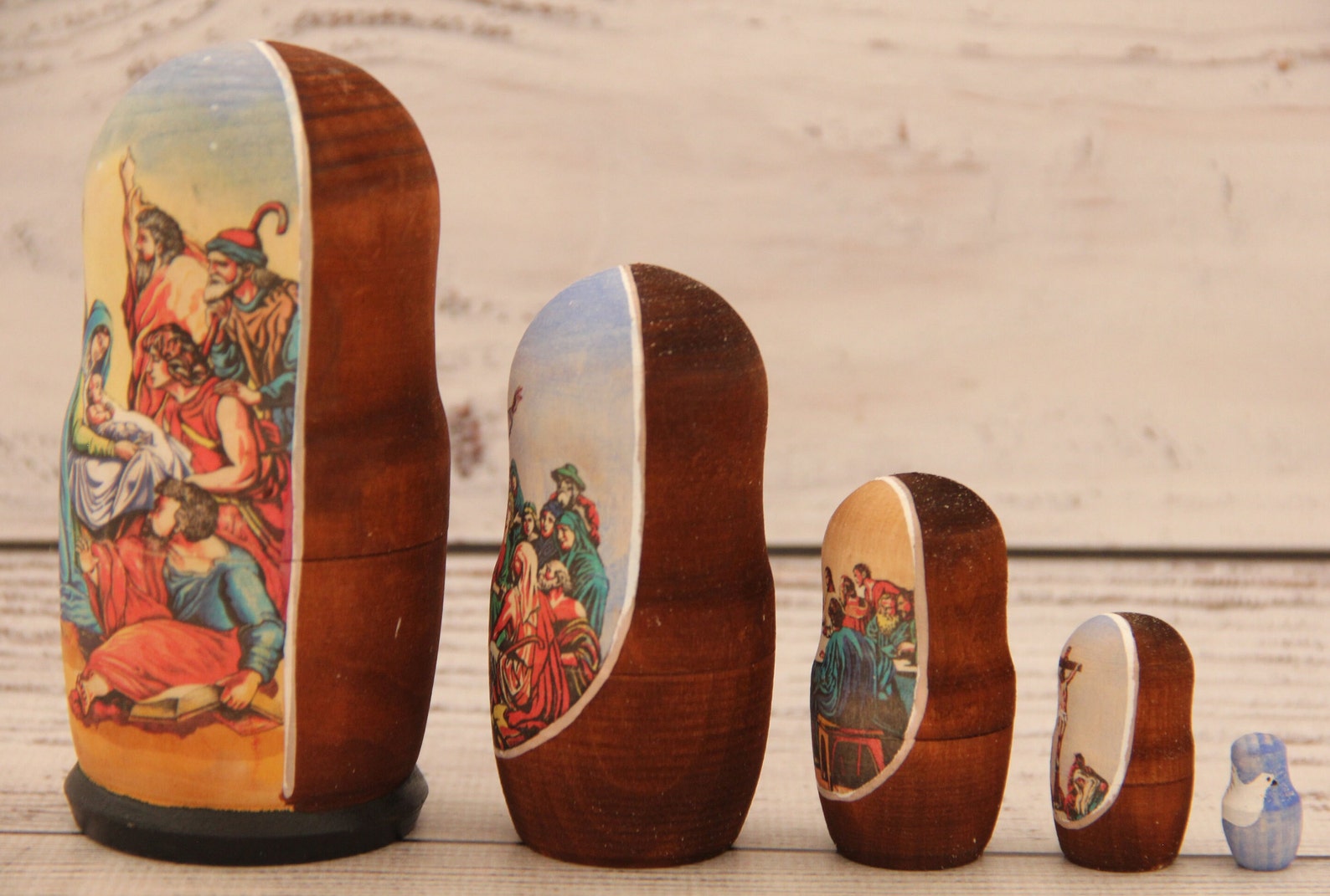 Nativity Nesting Doll 5 Pieces 11 Cm or 4.33'' Wooden - Etsy