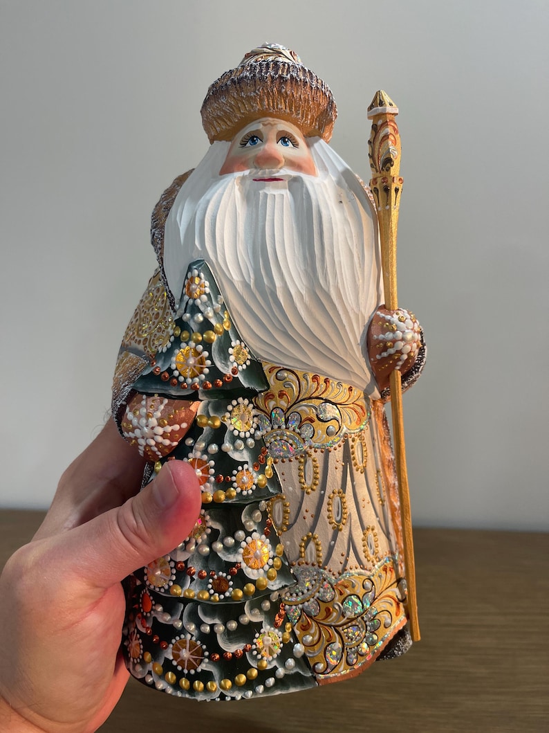 Ukrainian Hand Carved Wooden Santa Claus, Hand Painted Christmas Decor ...