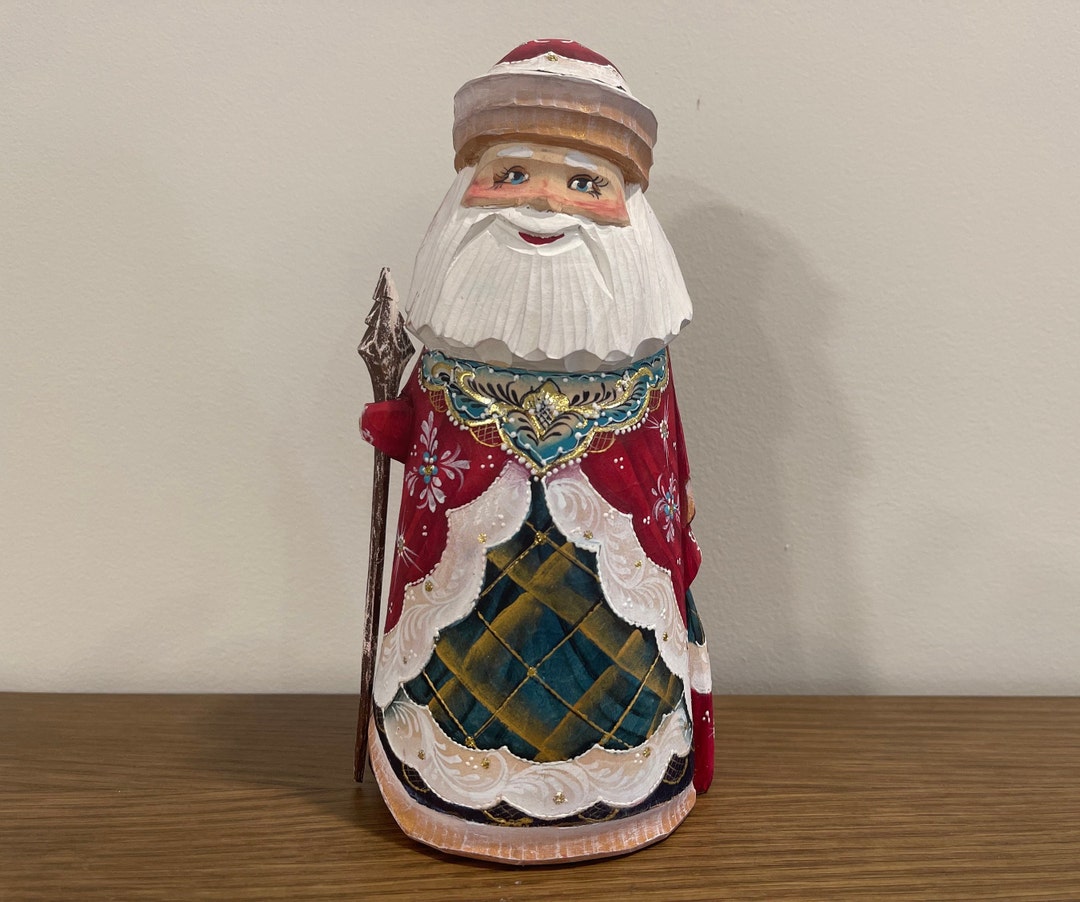 Wooden Carved Santa 8.07" Father Frost Ukrainian Santa Hand Carved Hand ...