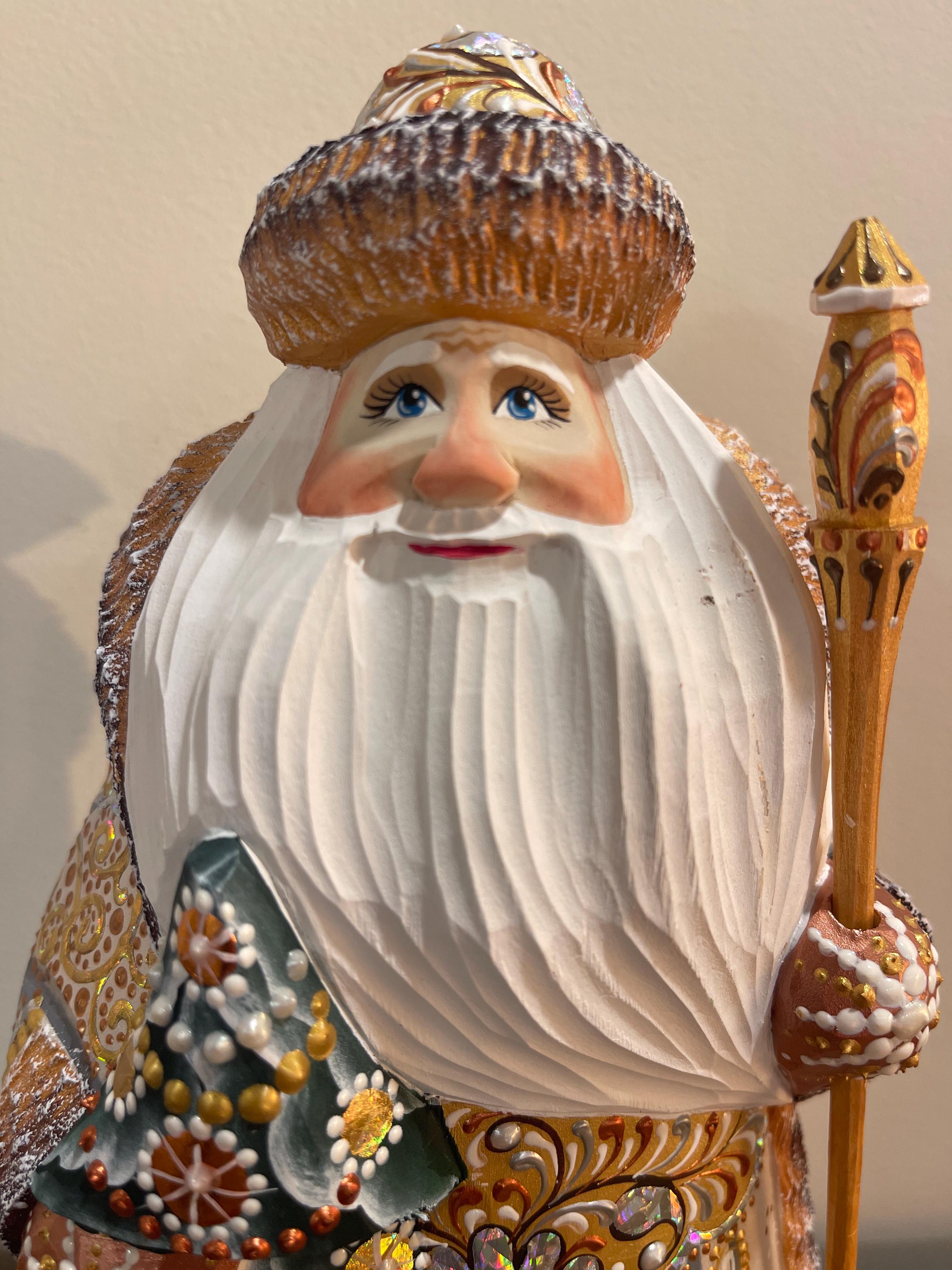 Ukrainian Hand Carved Wooden Santa Claus, Hand Painted Christmas Decor ...