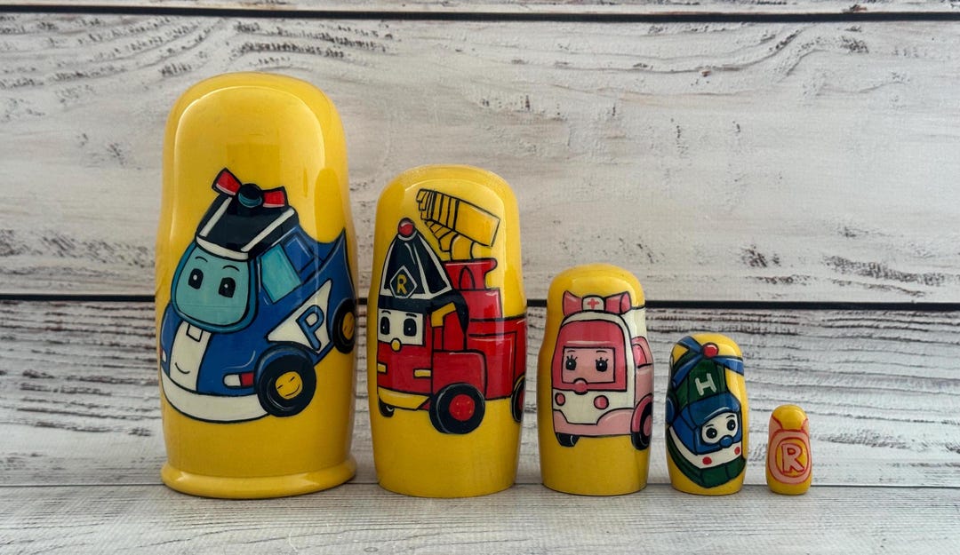 Cartoon Characters Nesting Doll 4.92'' or 12.5 Cm, Hand Painted ...