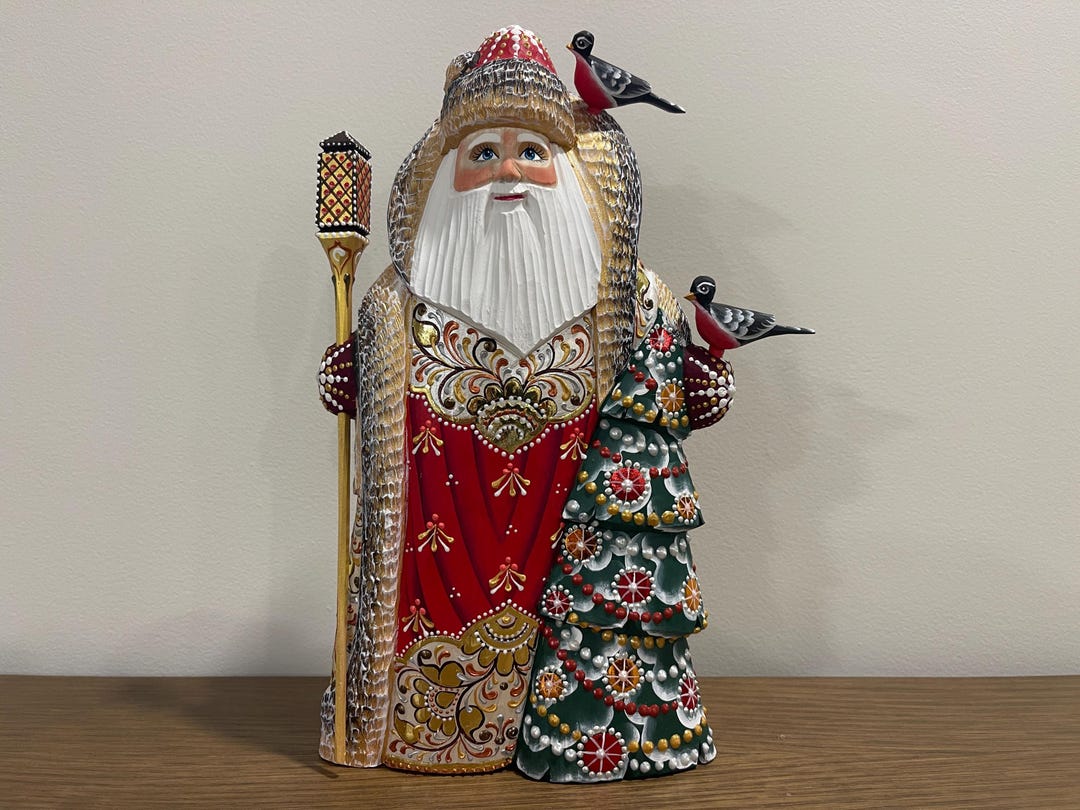 Hand Carved Wooden Santa, Ukrainian Folk Art, Christmas Decor (11.02 ...
