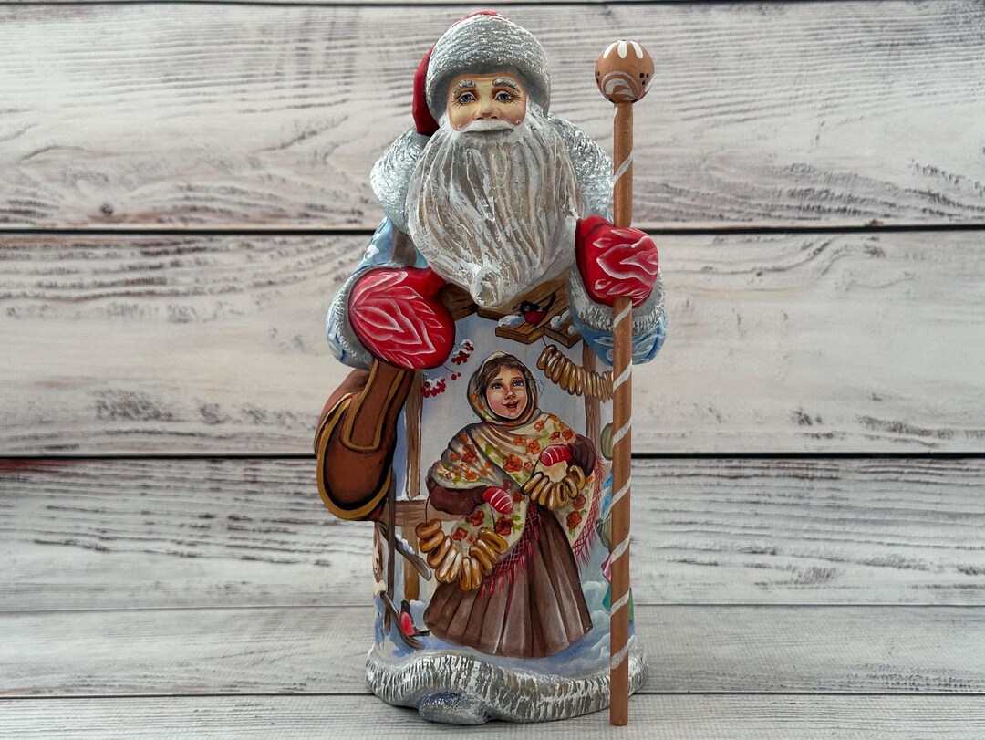 Top Quality Unique Ukrainian Figurine, Wooden Carved Santa 8.66", Hand ...