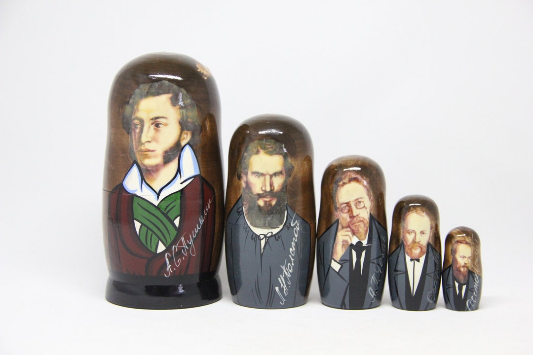 Alexander Pushkin, Famous People, Hand Crafted Nesting Doll 5 Pieces ...