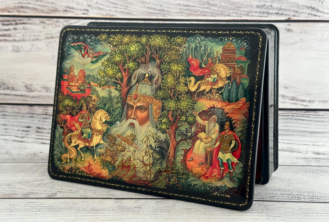 Big Size Ukrainian Lacquer Box, Palekh Art Painting School, Fairy Tale ...