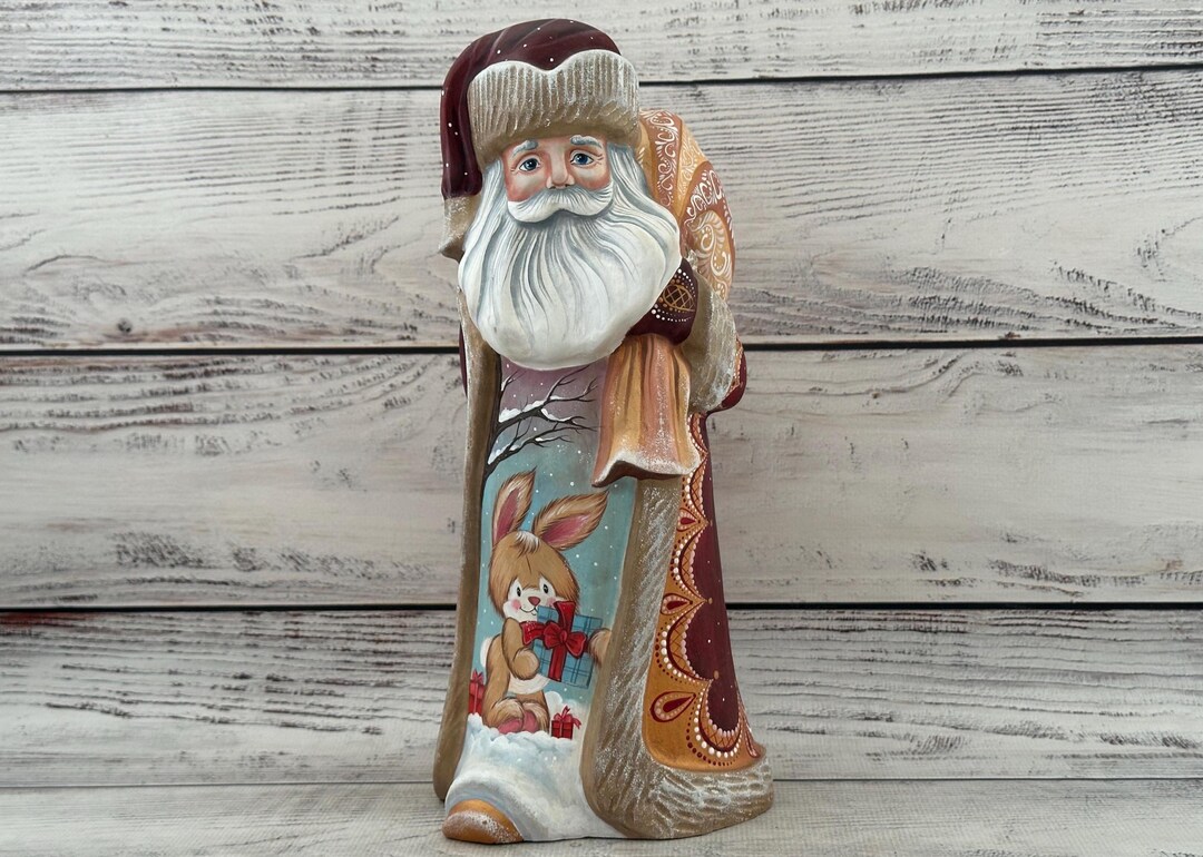 Cute Design Made in Ukraine Wooden Hand Carved Santa 9.84", Father ...