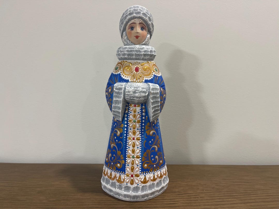 Big Size Wooden Carved Snow Maiden 9.84", Hand Carved Hand Painted ...