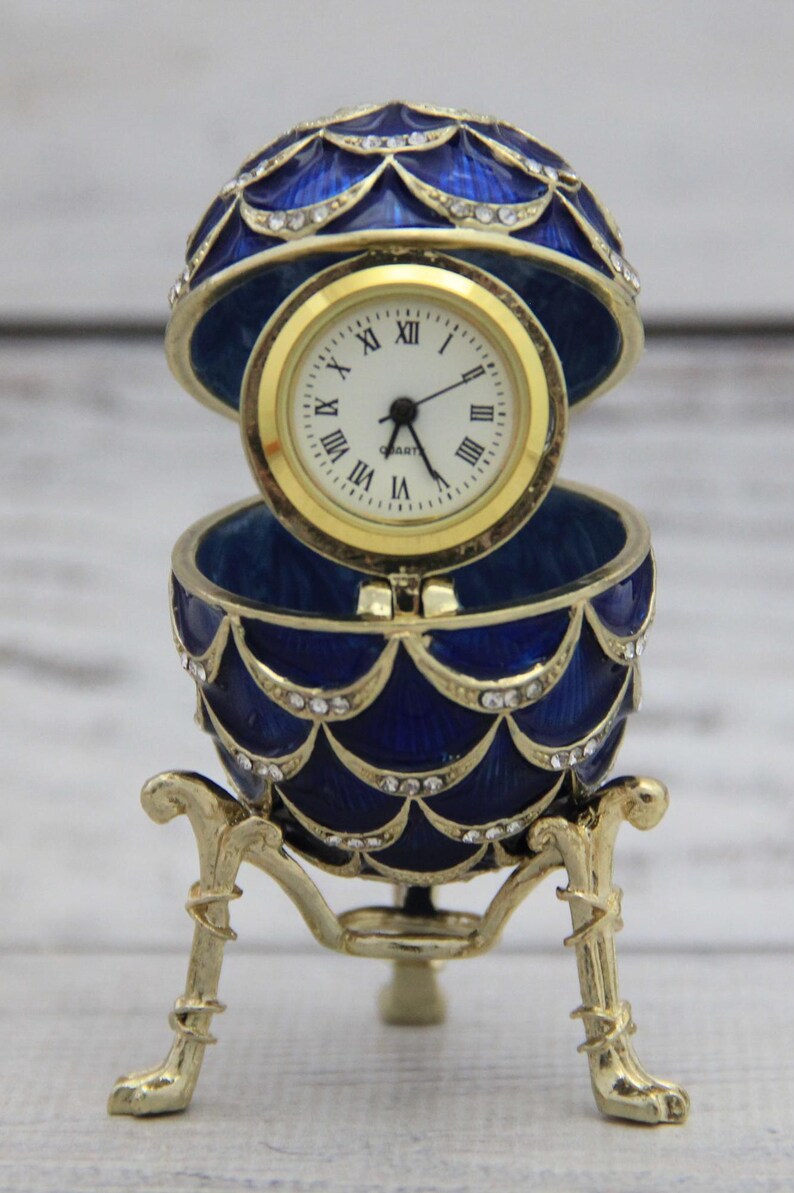 Faberge Style Egg Clock: Hand-painted Enamel, Swarovski Crystals - Etsy