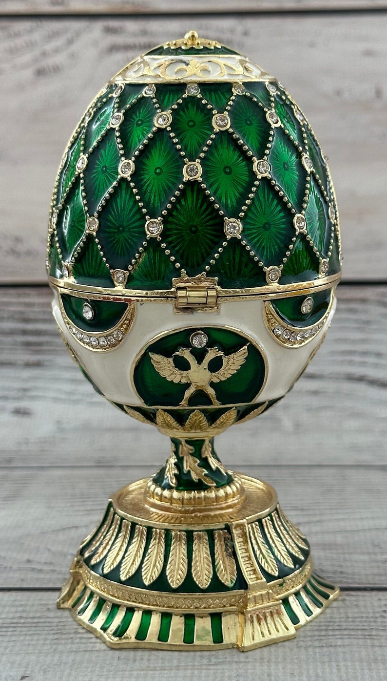 Faberge Style Easter Egg: Enamel & Swarovski Crystals, Hand Crafted ...