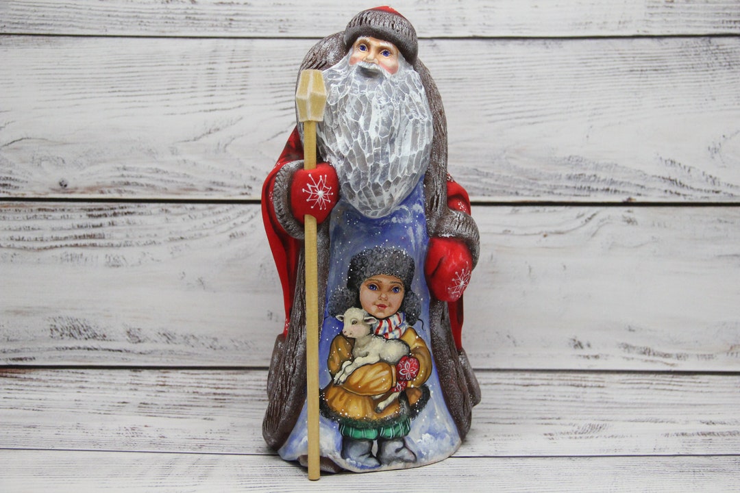 Figurine Ukrainian Hand Carved Santa 8.85, Father Frost, Wooden Santa ...