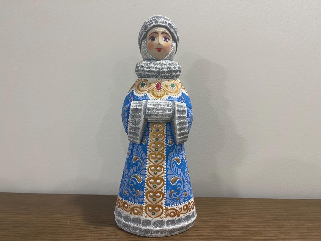 Big Size Wooden Carved Snow Maiden 9.84", Hand Carved Hand Painted ...
