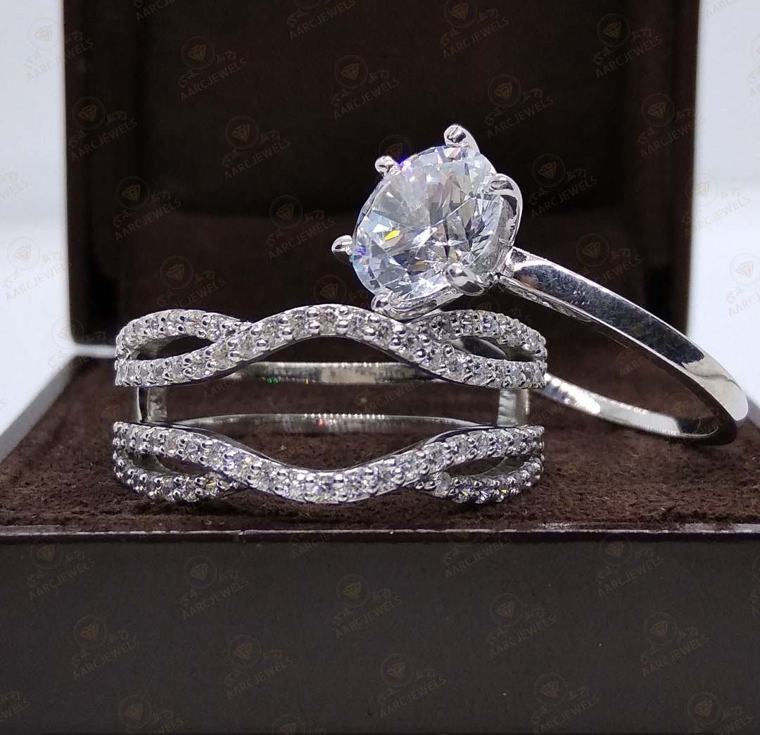 3ct Round Cut Moissanite Solitaire Engagement Ring Wrap Guard Insert ...