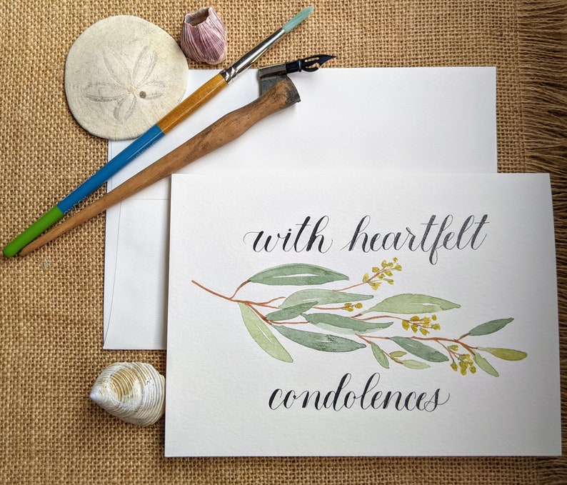Watercolor Sympathy Card, Condolence Card, Hand Lettered Calligraphy ...