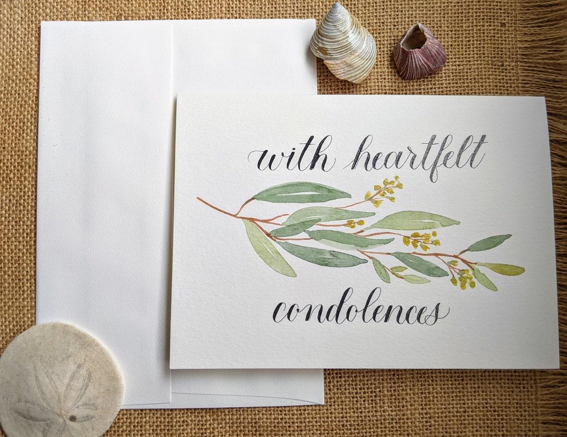 Watercolor Sympathy Card, Condolence Card, Hand Lettered Calligraphy ...