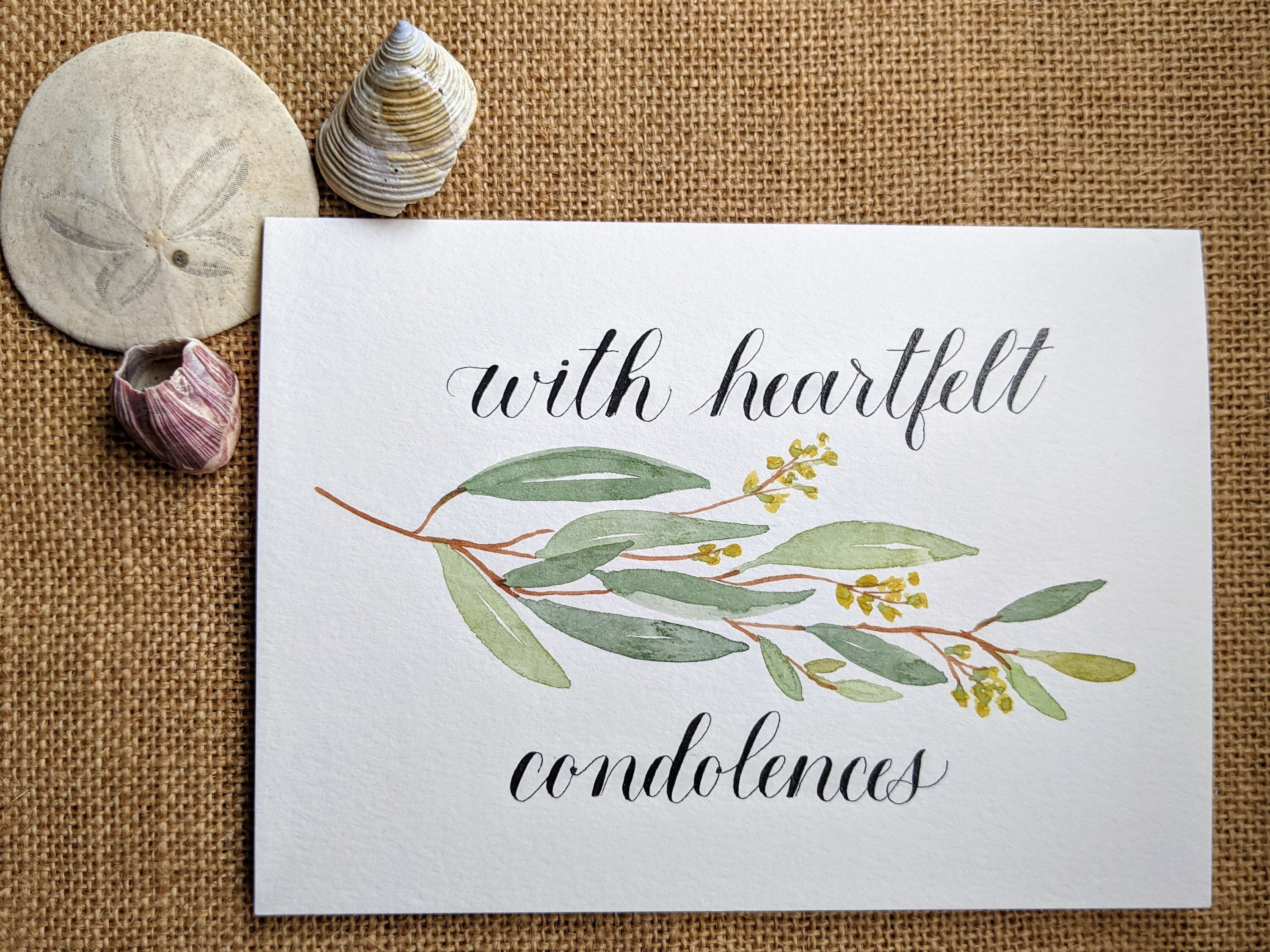 Watercolor Sympathy Card, Condolence Card, Hand Lettered Calligraphy ...