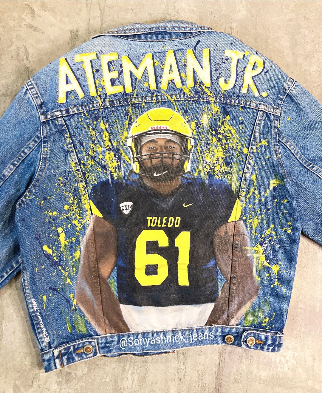 Personalized Jean Jacket, Custom Jacket, Football Jean Jacket, Hand ...
