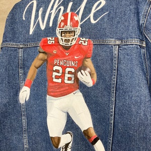 Football Denim Jacket, Custom Sports Jacket, Football Painted Jacket ...