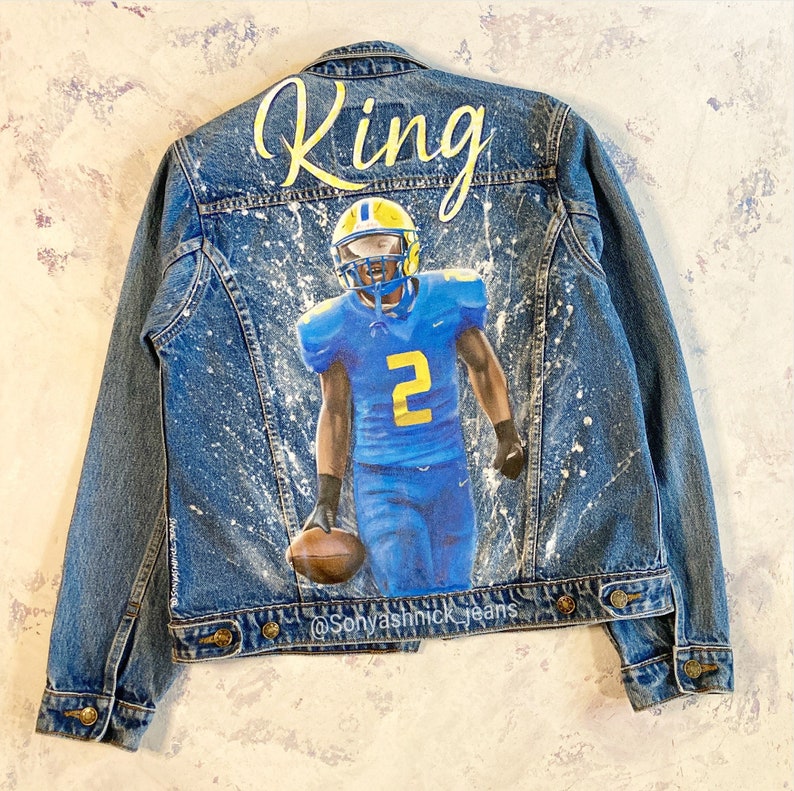 Football Girlfriend Denim Jacket, Sports Jean Jacket - Etsy