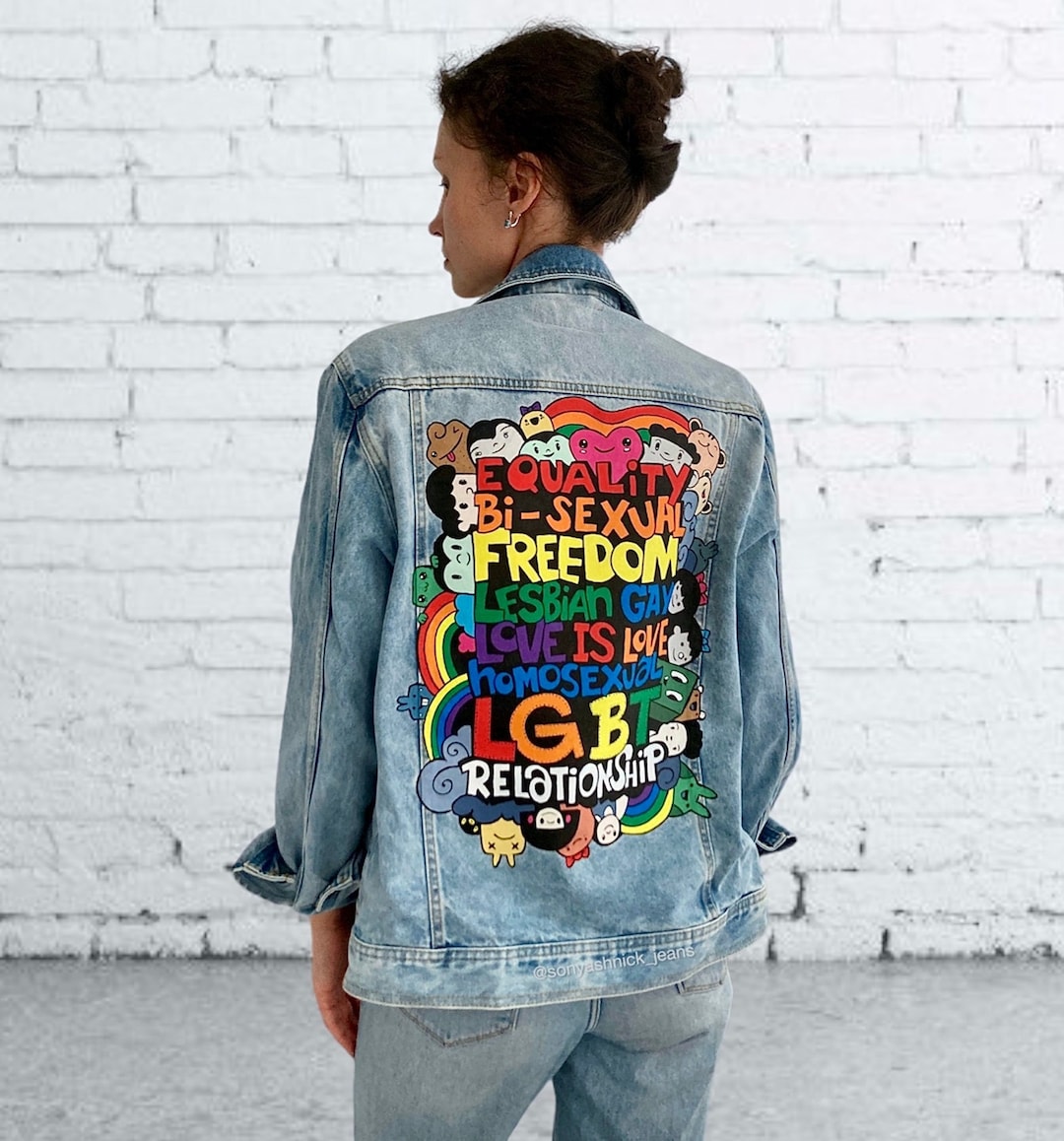 Personalized Jean Jacket, Lgbtq Gift, Custom Painted Denim Jacket ...