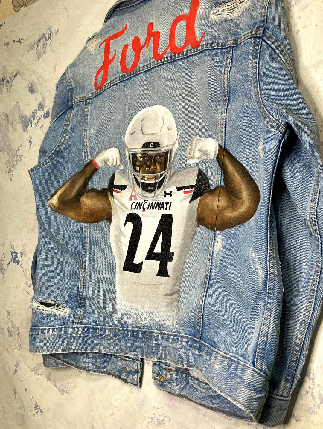 Football Jean Jacket Painted - Etsy