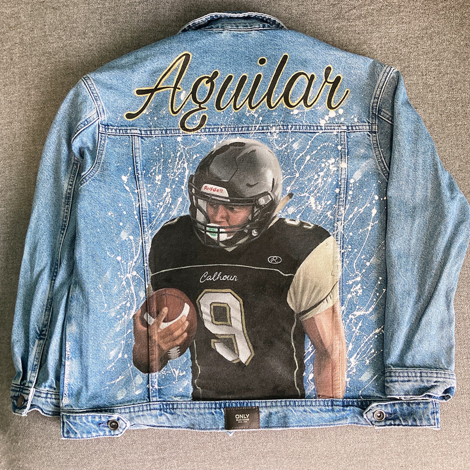 Custom Painted Denim Jacket Football Player - Etsy